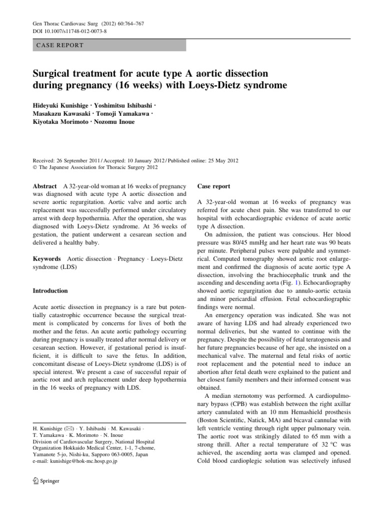 Aortic Dissection Surgery in Pregnancy | PDF | Fetus | Aorta
