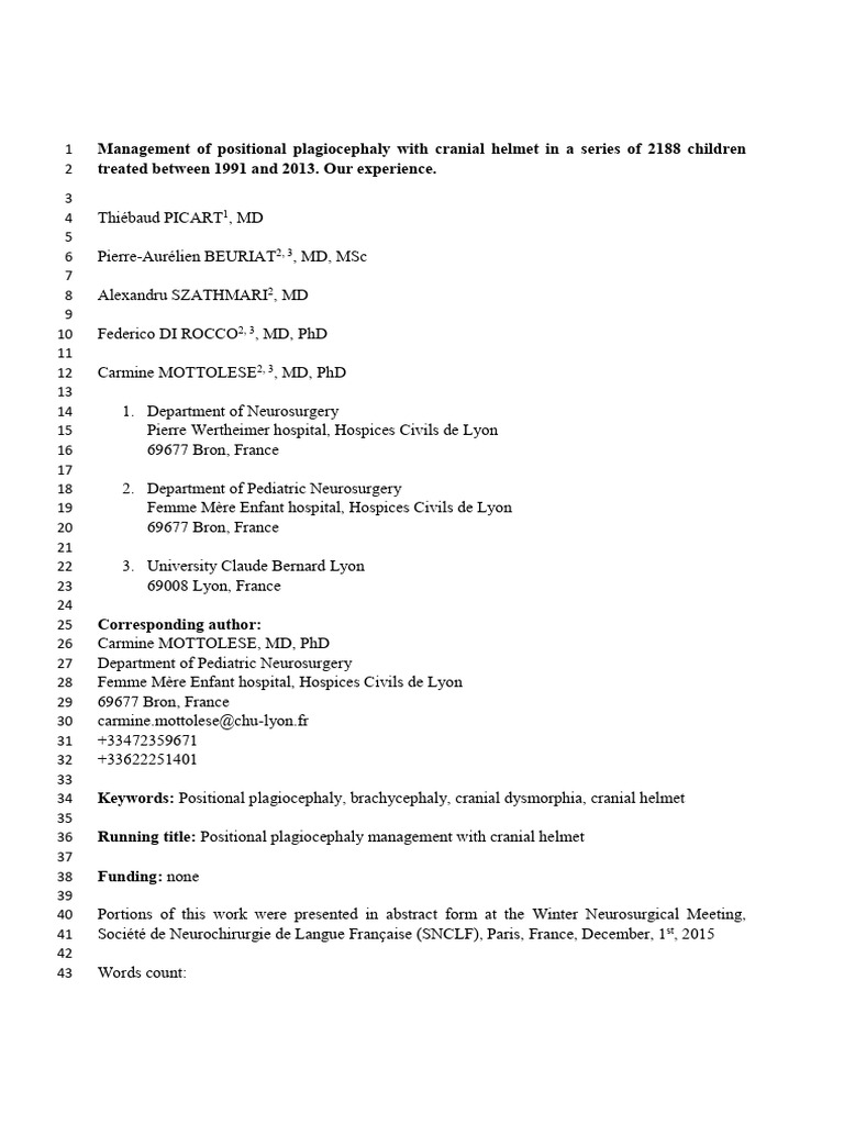 Positional Cranial Deformation in Children - A Plea For The Efficacy of ...