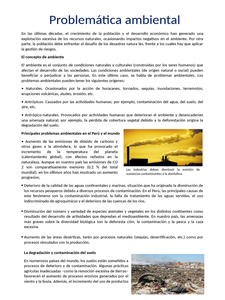 PROBLEMÁTICA AMBIENTAL | PDF | Entorno natural | Contaminación