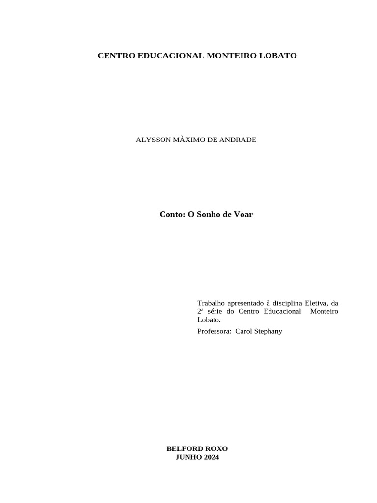 Trabalho Eletiva - Conto de Eletiva | PDF