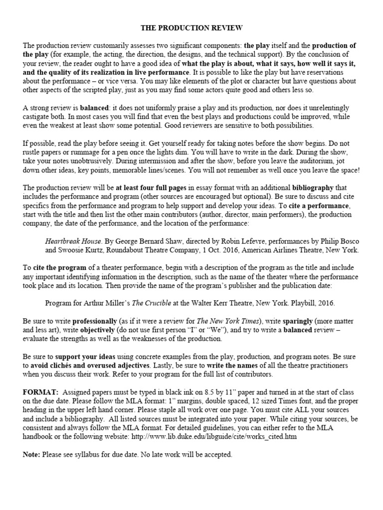 Production Review (revised 9-20)-1 | PDF