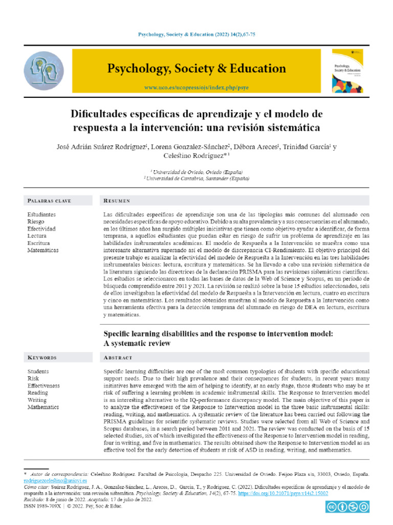View of Specific learning disabilities and the response to intervention ...