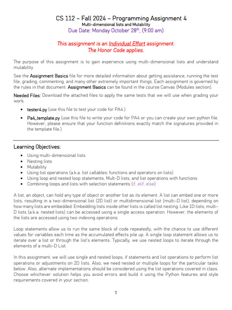 PA4 | PDF | Control Flow | Computer Science