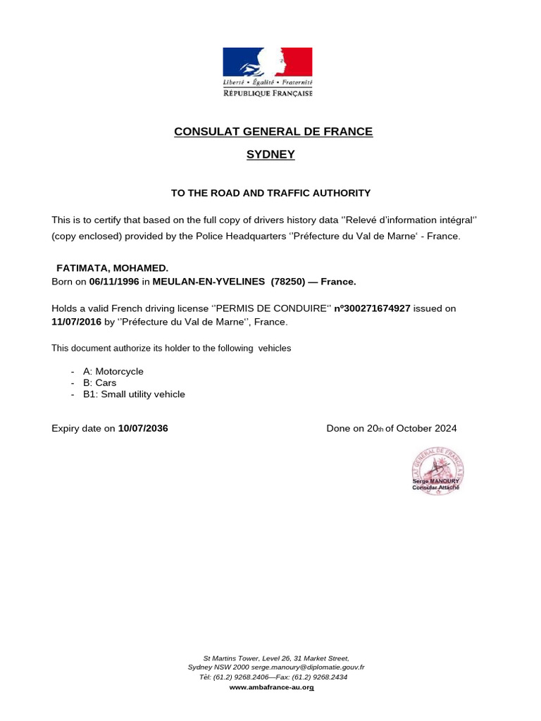 French License Verification | PDF