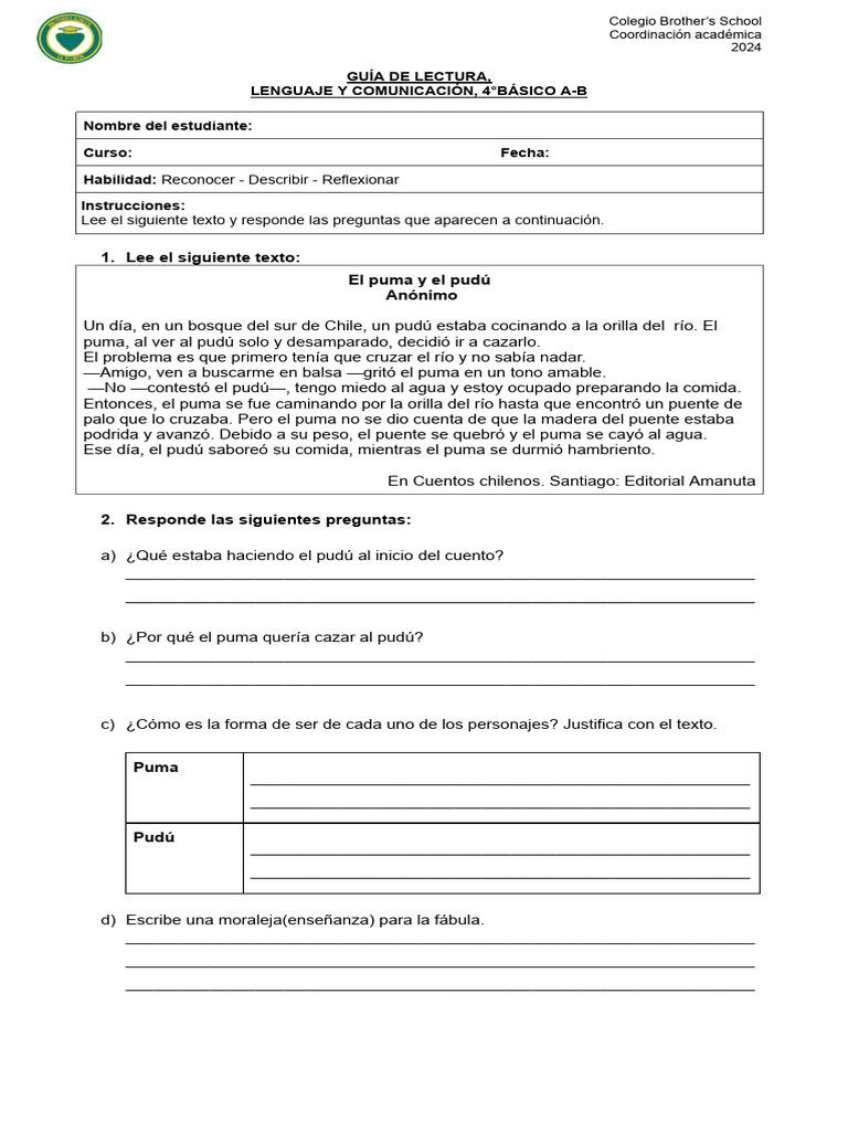 Guía Lectura Casa | PDF