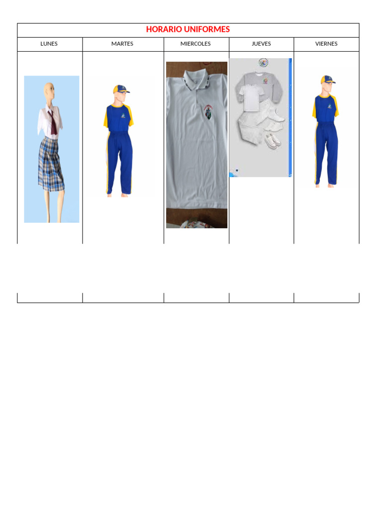 Horario Uniformes | PDF
