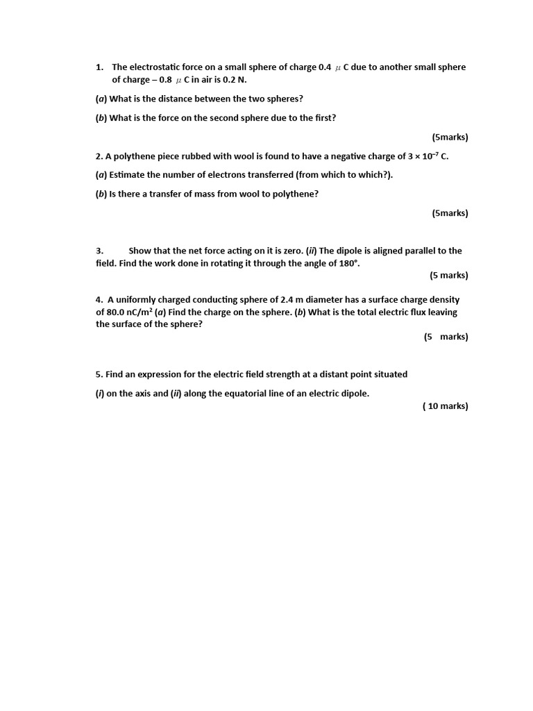 chap 1 electrostatics | PDF