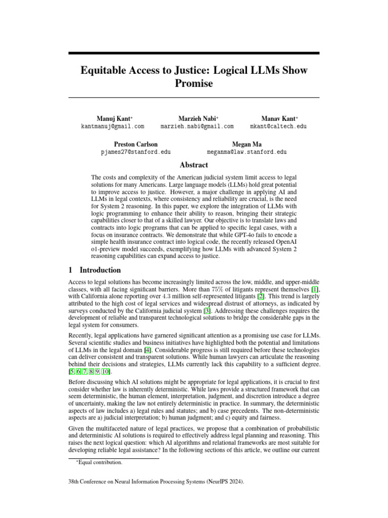 Equitable Access To Justice - Logical LLMs Show Promise | PDF ... Equitable Access To Justice - Logical LLMs Show Promise | PDF ...
