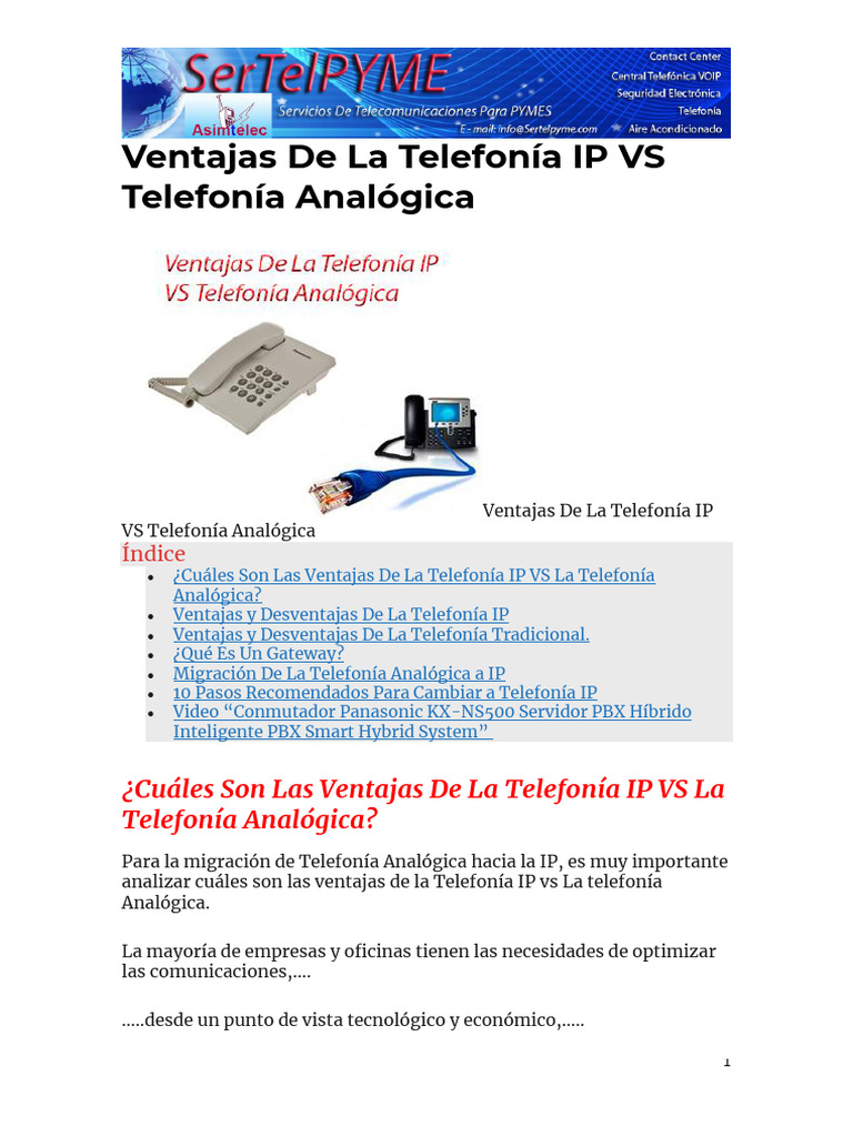 Ventajas de La Telefonia IP VS Telefonia | PDF | Central telefónica ...