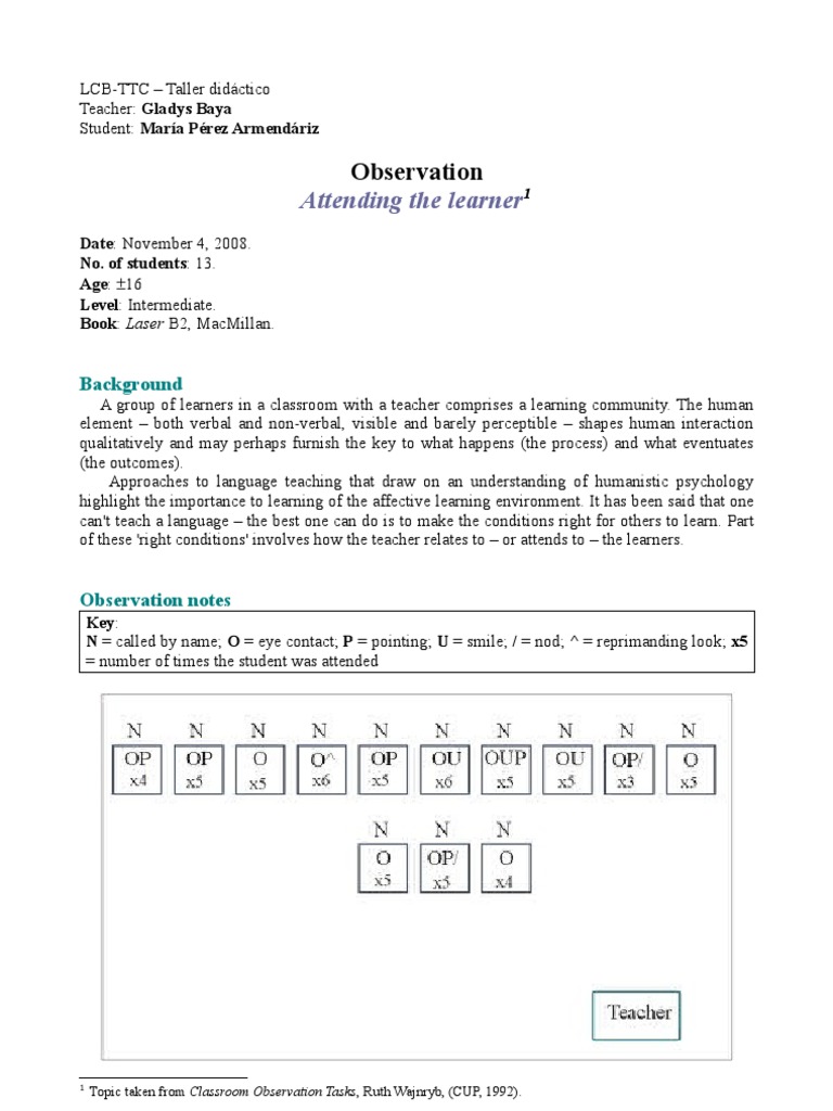 Observation 7 (Attending The Learner) - M. Perez | PDF | Classroom ...