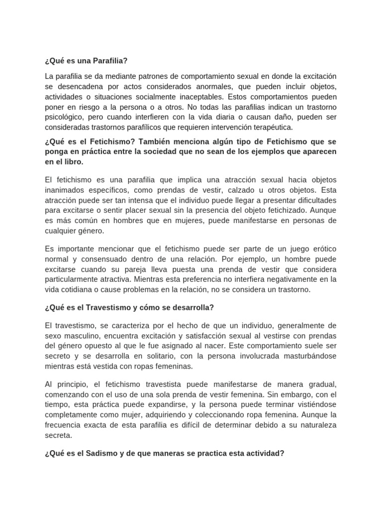 Parafilias: Tipos y Características | PDF | Pedofilia | Sadomasoquismo