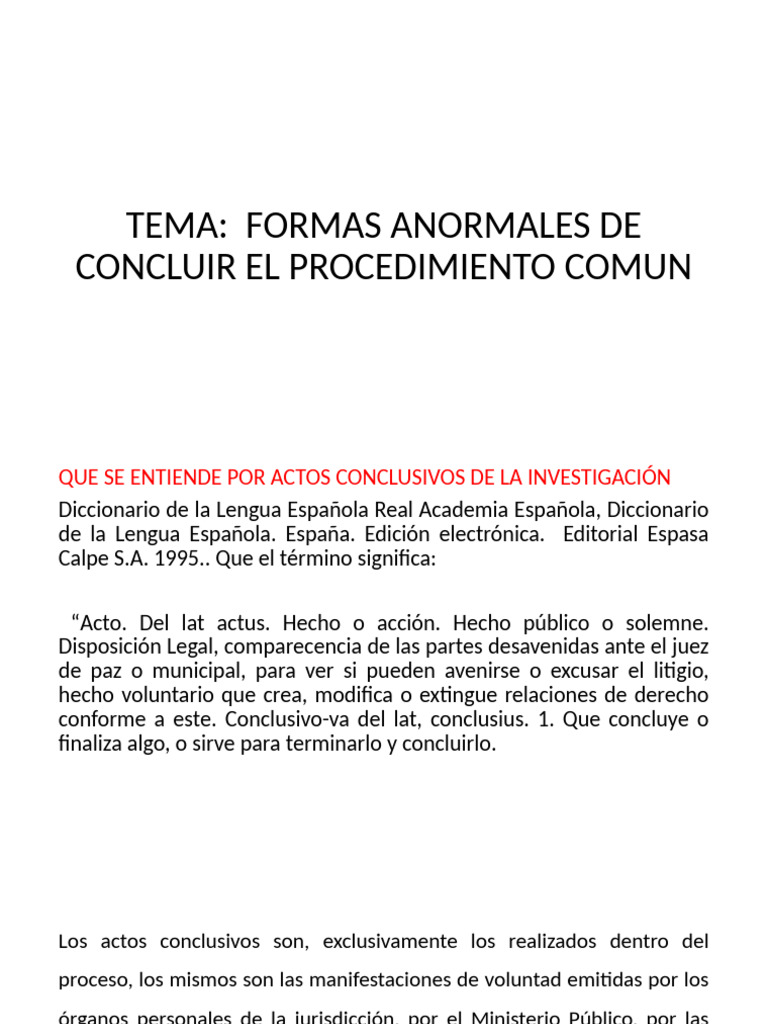 Clase 18 y 20julio FORMAS ANORMALES CONLCUIR EL PROCESO | PDF | Ley ...