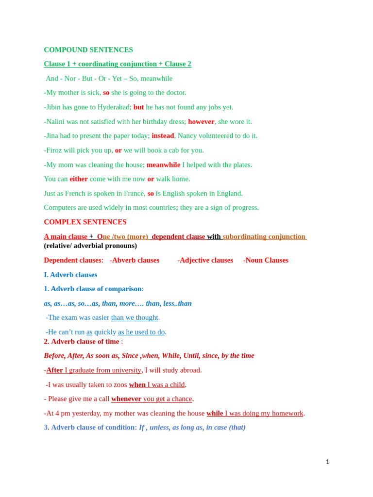 The Types of Compound +complex sentences-LUAN | PDF | Subject (Grammar ...