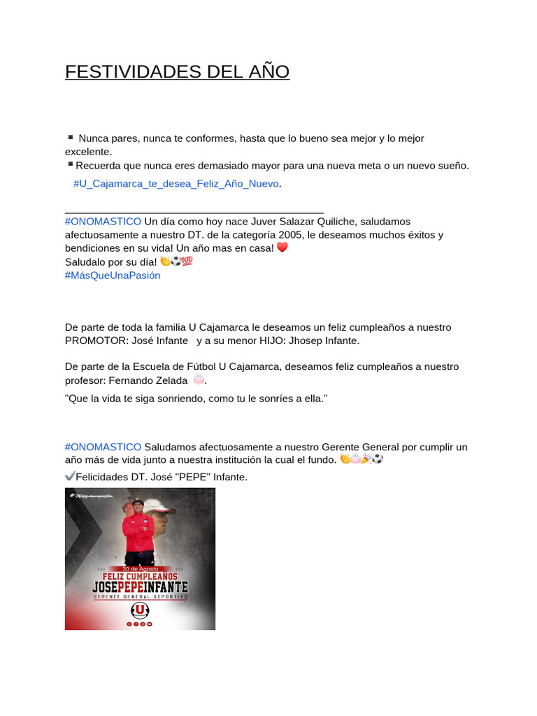 Festividades Del Año | PDF