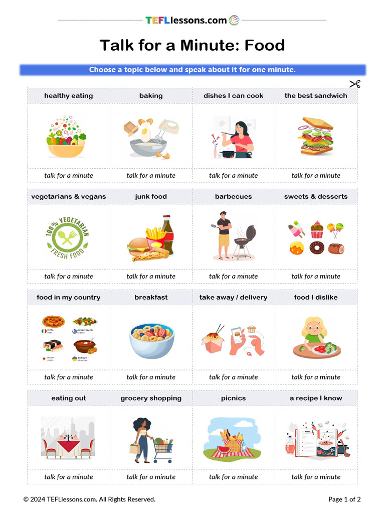One-Minute Food Discussion Topics | PDF