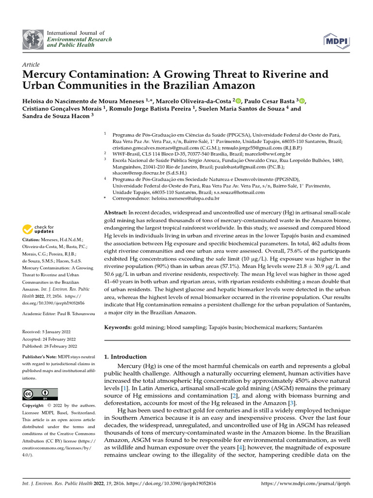 Mercury Contamination A Growing Threat To Riverine and | PDF | Mercury (Element) | Amazon Rainforest