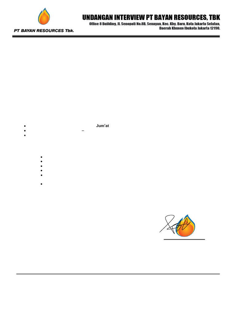 Lampiran Undangan Interview PT Bayan Resources | PDF