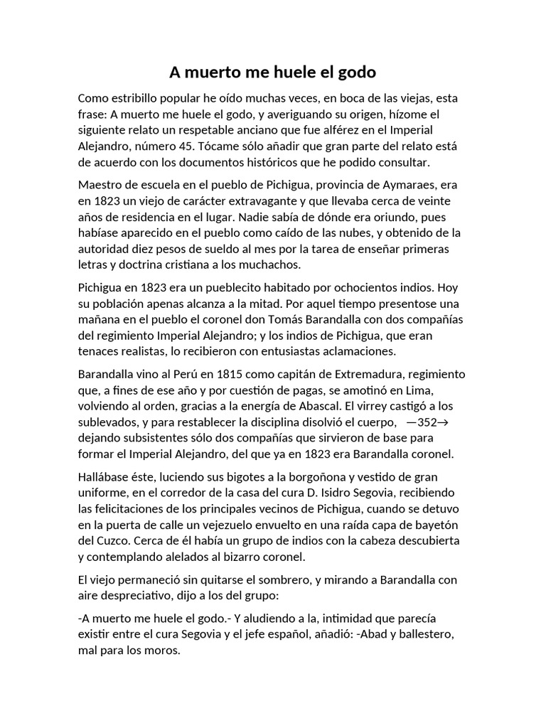 "A muerto me huele el godo: Relato histórico" | PDF