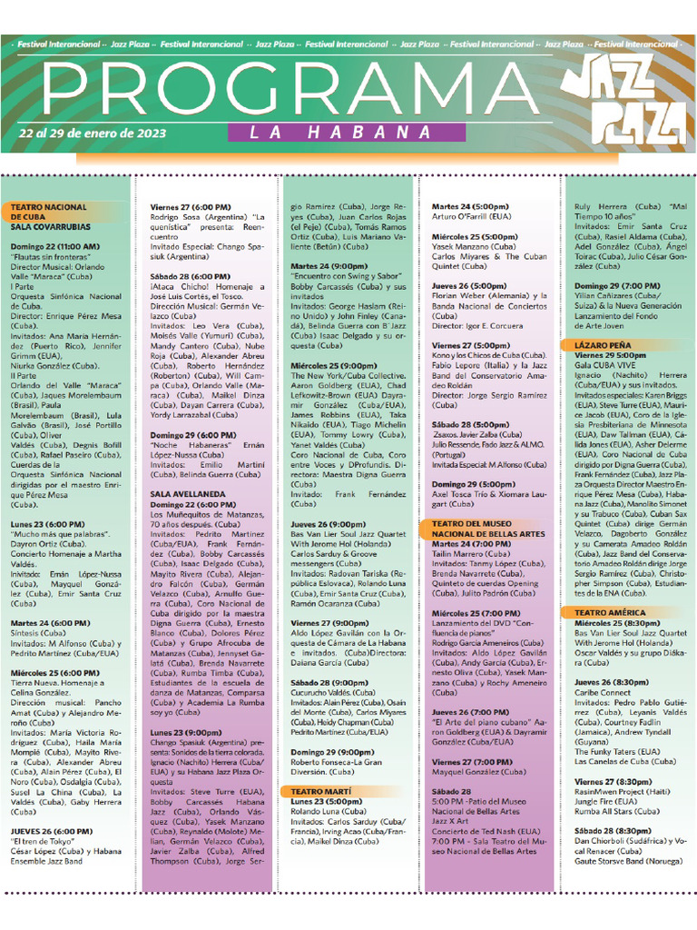 Programa General Jazz Plaza 2023 | PDF