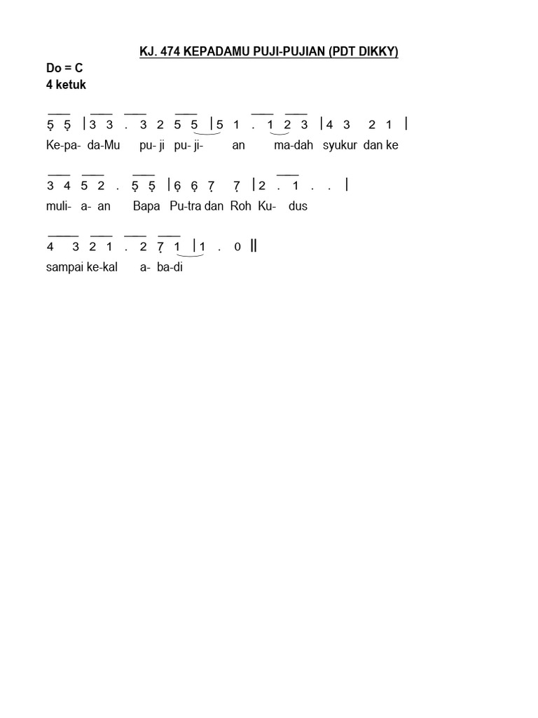 KJ 474 Kepadamu Puji-Pujian (PDT Dikky) | PDF