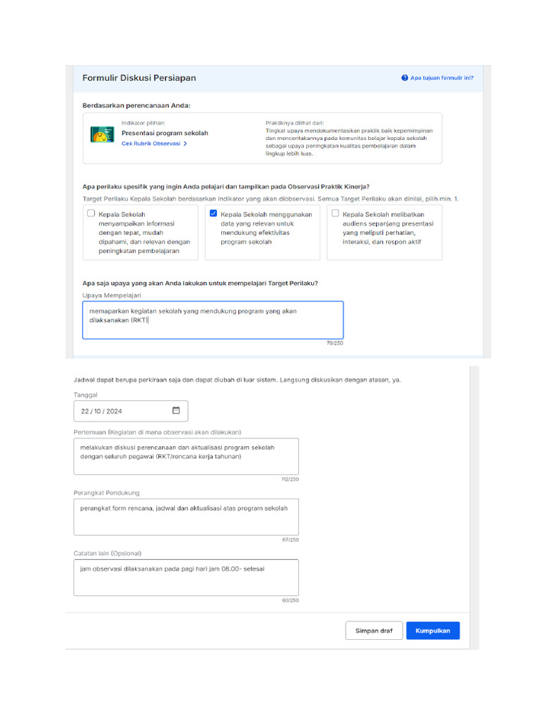 Draft Observasi PMM Kepsek 22-10-2024 | PDF