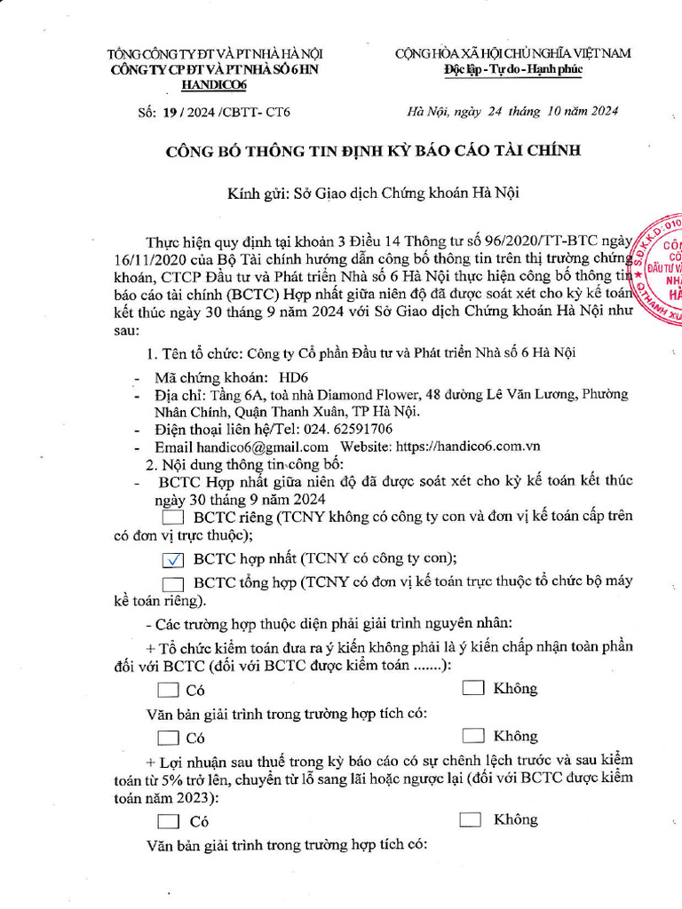 HD6 BCTC HopNhat Q3.2024 CBTT | PDF