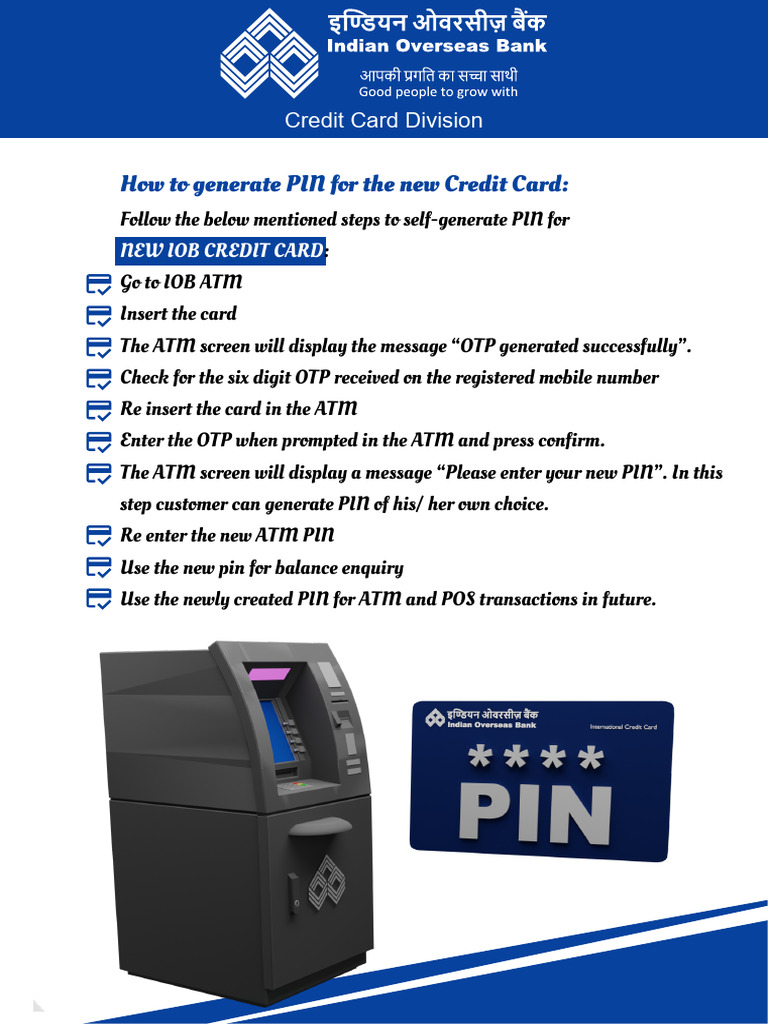 Generate IOB Credit Card PIN Online | PDF