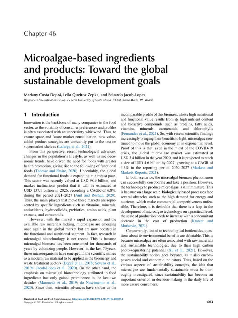 Chapter 46 - Microalgae-Based Ingredients and Products Toward The Global Sustainable Development ...