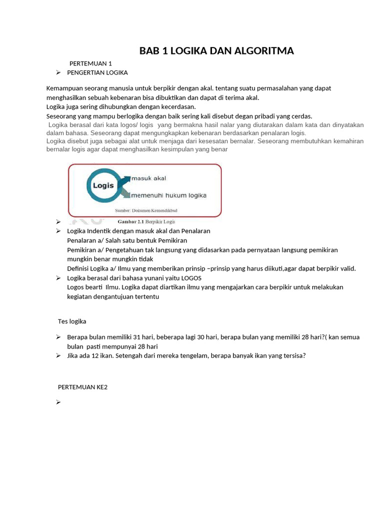 BAB 1 LOGIKA DAN ALGORITMA | PDF