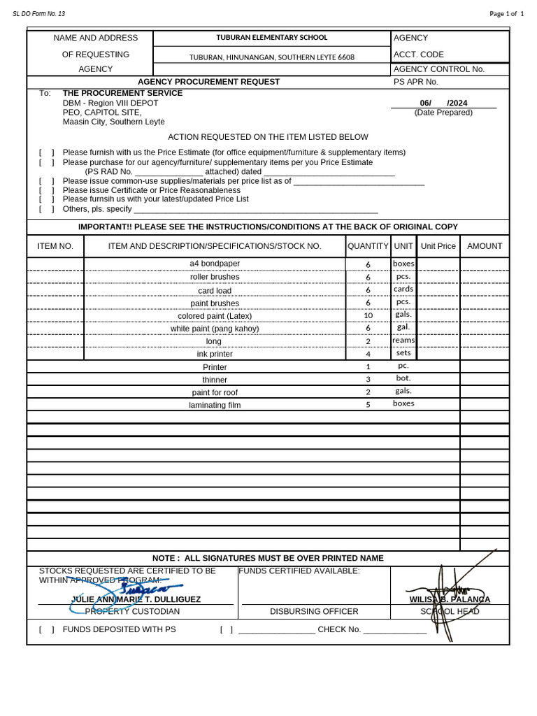 APR Form DBM PS TES | PDF | Computing | Office Equipment