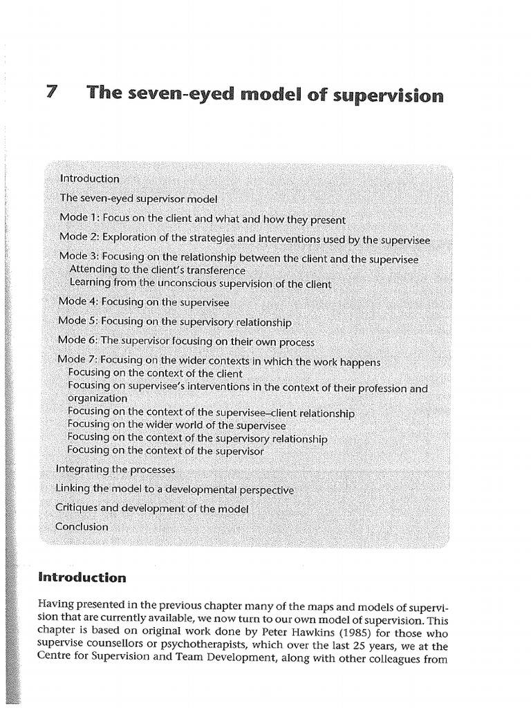 Hawkins (2012) 7-Eyed Model of Supervision | PDF