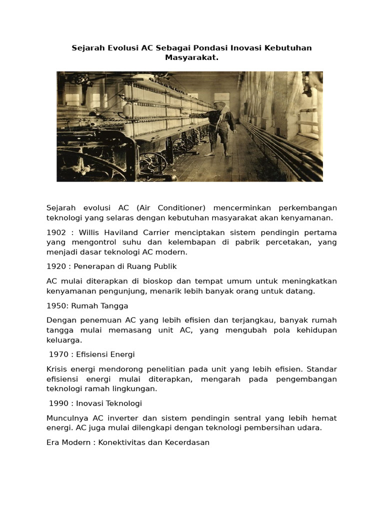 Sejarah Evolusi Teknologi AC | PDF