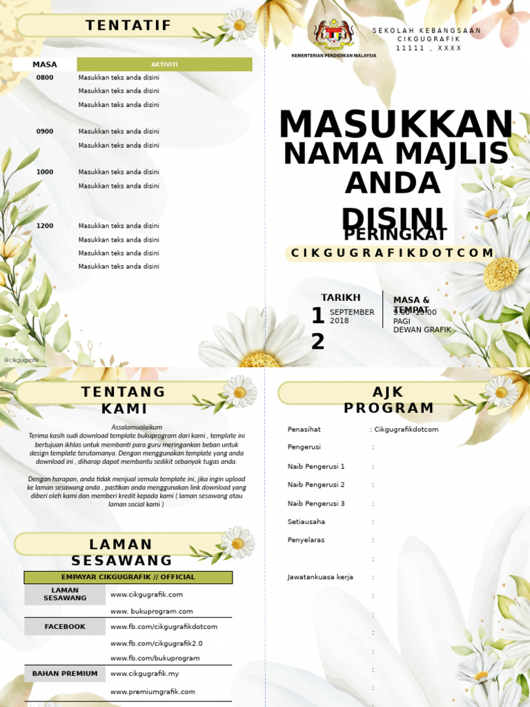 Template Buku Program Percuma Floral (Cikgugrafik) | PDF