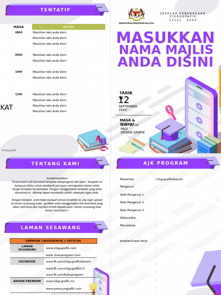 Template Buku Program Percuma Tema Edu (Cikgugrafik) | PDF