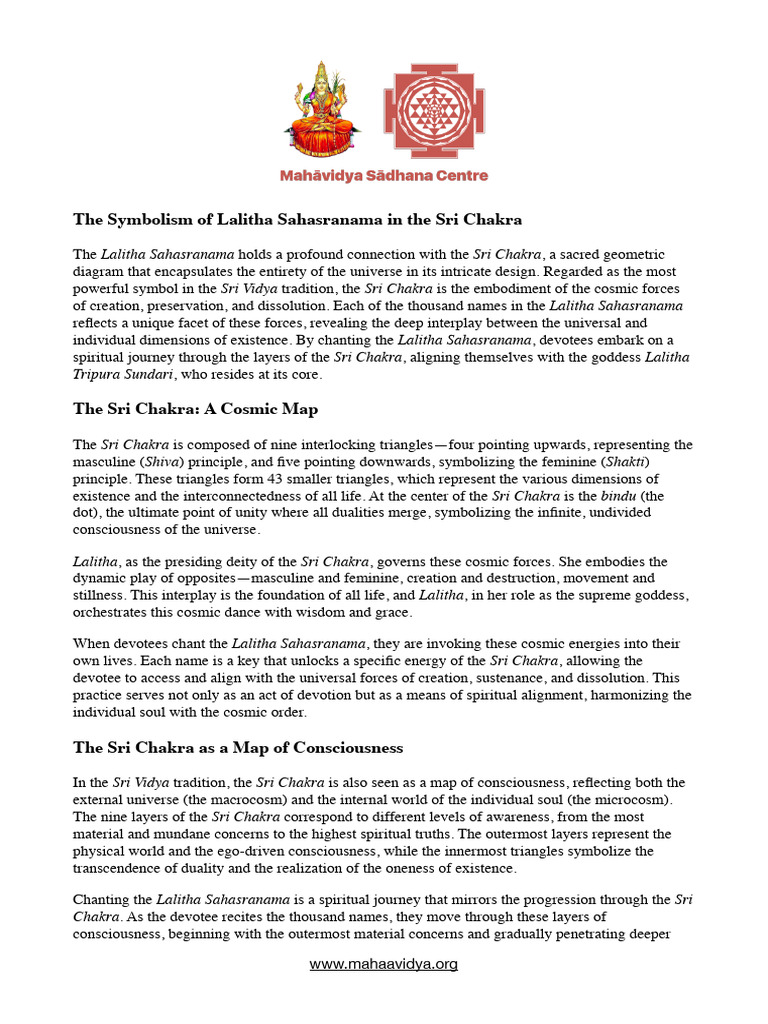 Lalitha Sahasranama and Sri Chakra Insights | PDF | Hindu Tantra