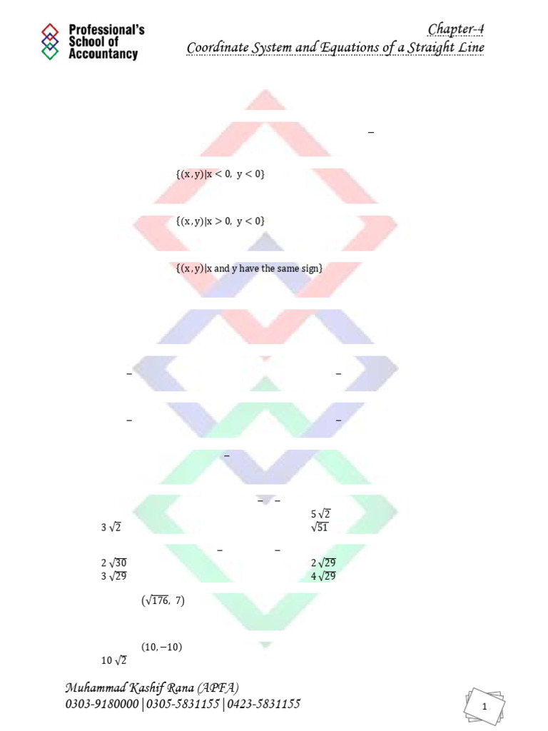 Ch. 4 Coordinate System and Equations of A Straight Line | PDF ...