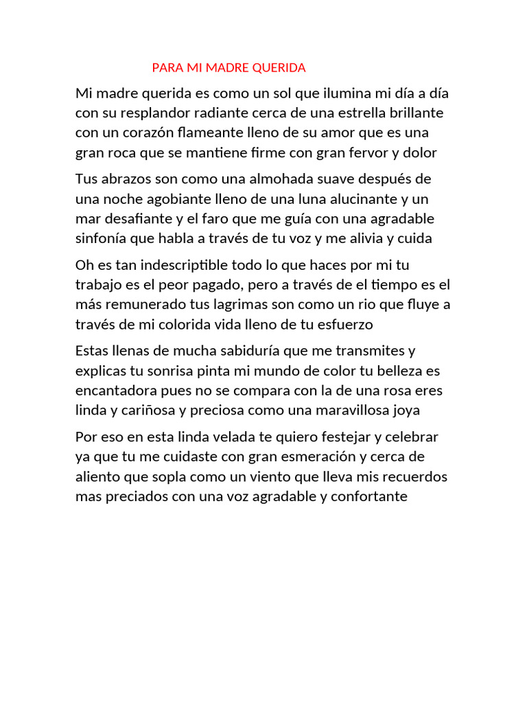 Para Mi Madre Querida | PDF