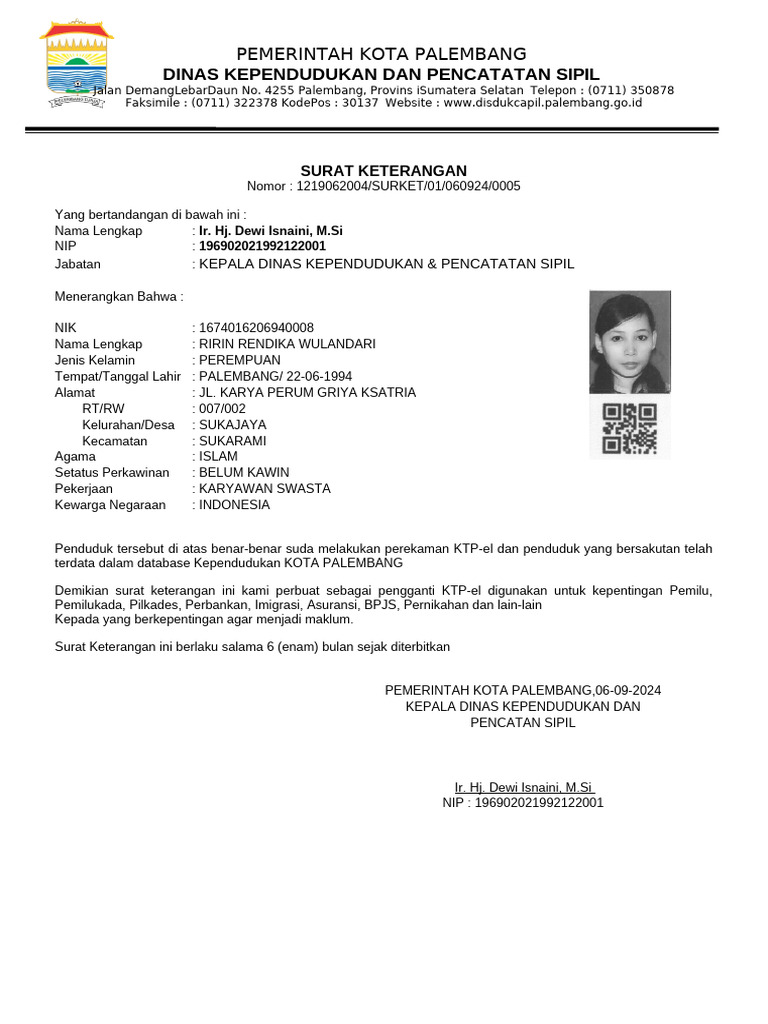 Surat Keterangan Capil | PDF