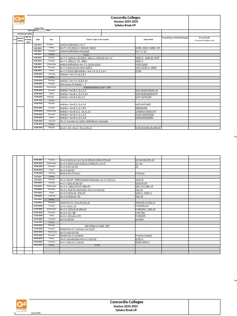 XII-Mathematics Syllabus Break-Up 2024-25 | PDF | Standardized Tests ...