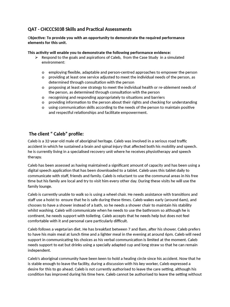 CHCCCS038 - Skills and Practical Assessment | PDF | Communication ...