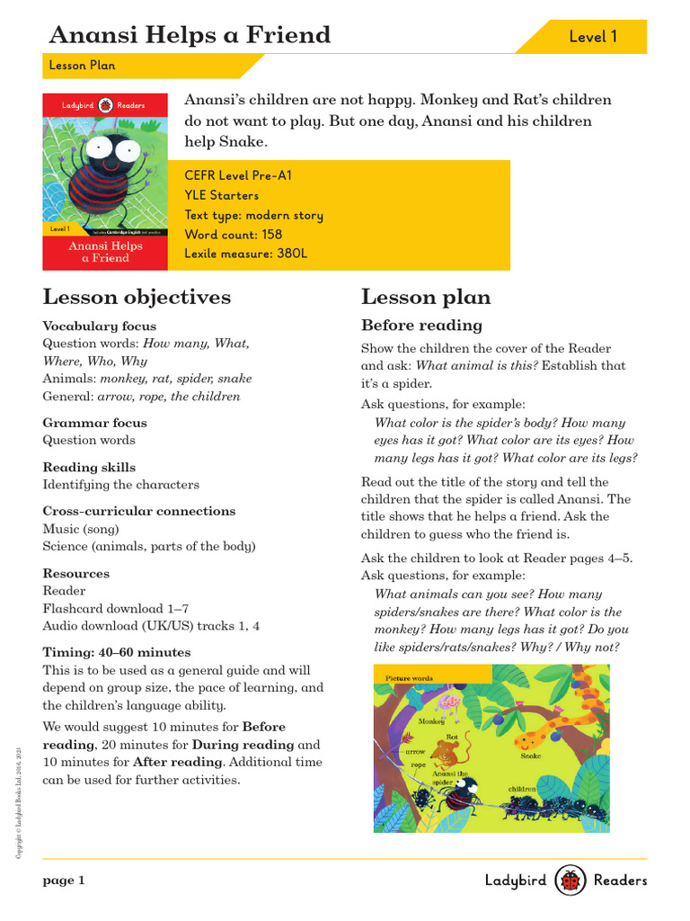 LR L1R Anansi LessonPlan 54097 | PDF | Anansi | Cognition