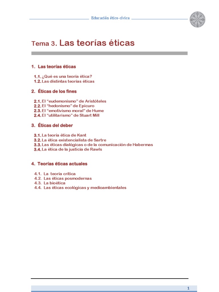 T3. Las Teorías Éticas | PDF | Hedonismo | Moralidad