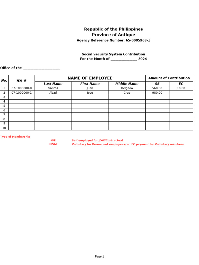 SSS Remittance Template | PDF | Finance & Money Management