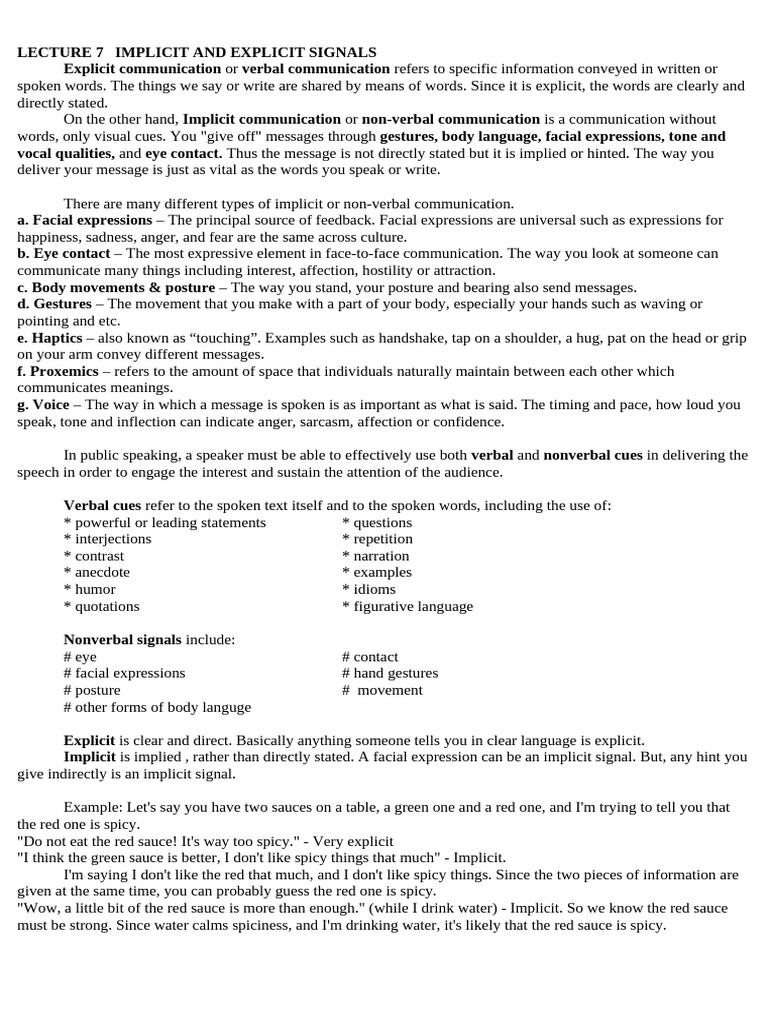 1ST Quarter Lecture 7 | PDF | Nonverbal Communication | Communication