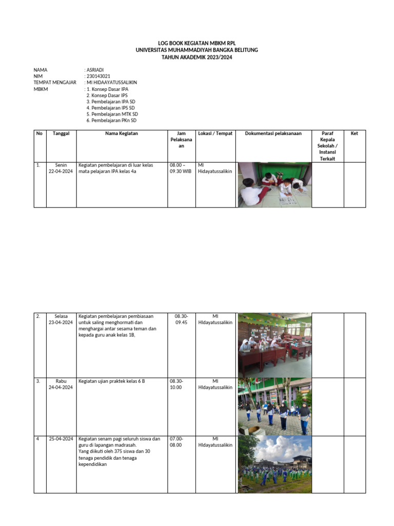 Log Book Kegiatan MBKM RPL Asriadi | PDF