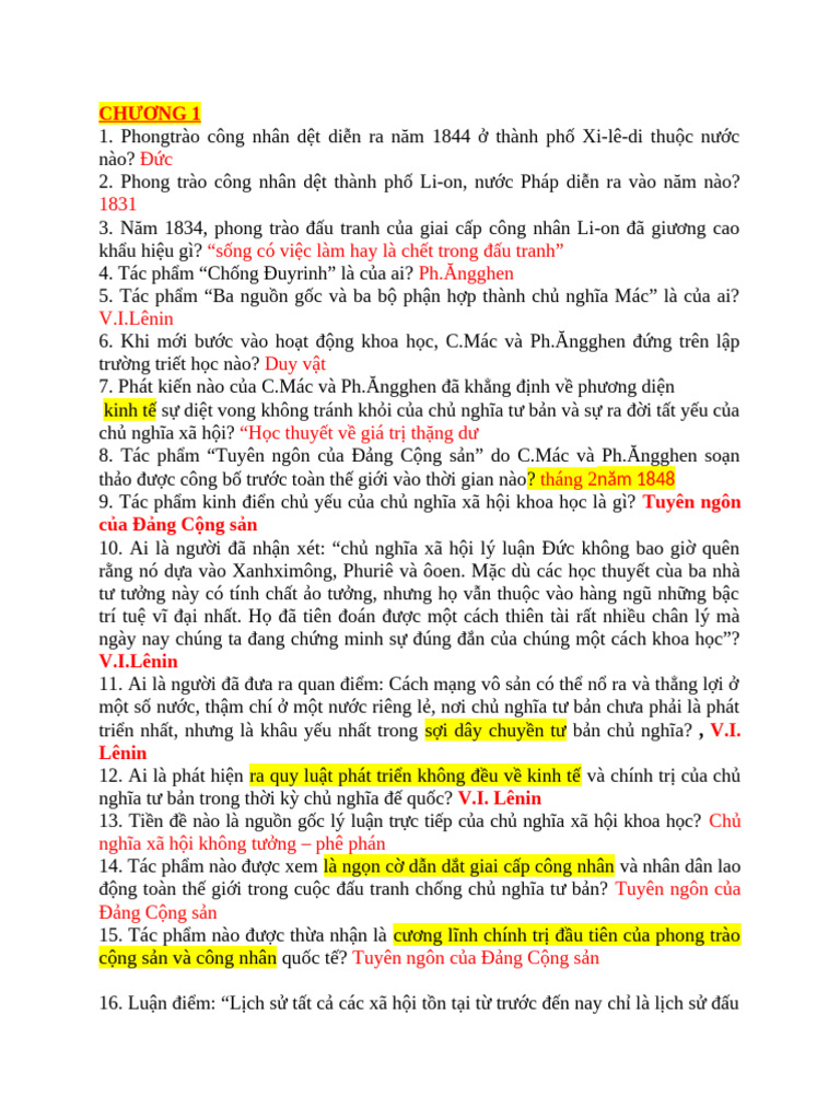 Câu hỏi ngắn CNXHKH | PDF