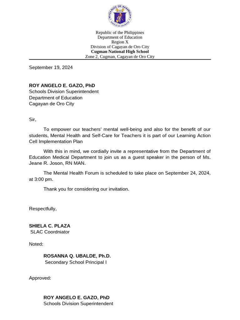 Mental Health Forum Letter | PDF