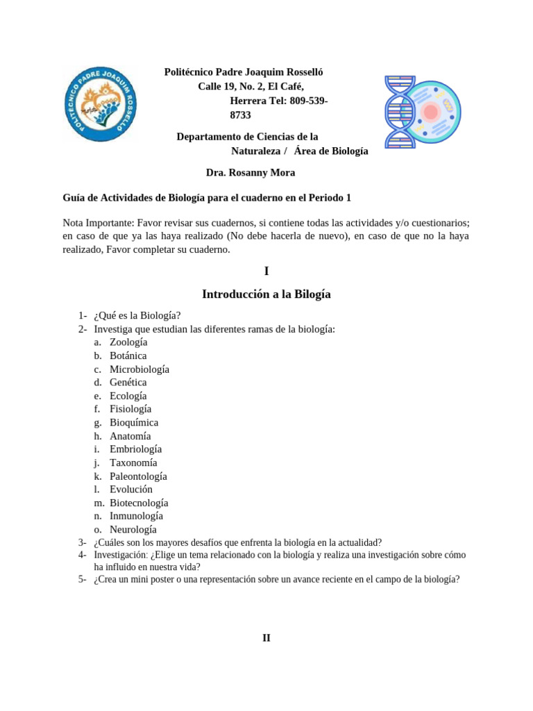 Cuestionarios para El Cuaderno Biología | PDF | Biología | Biología Celular)