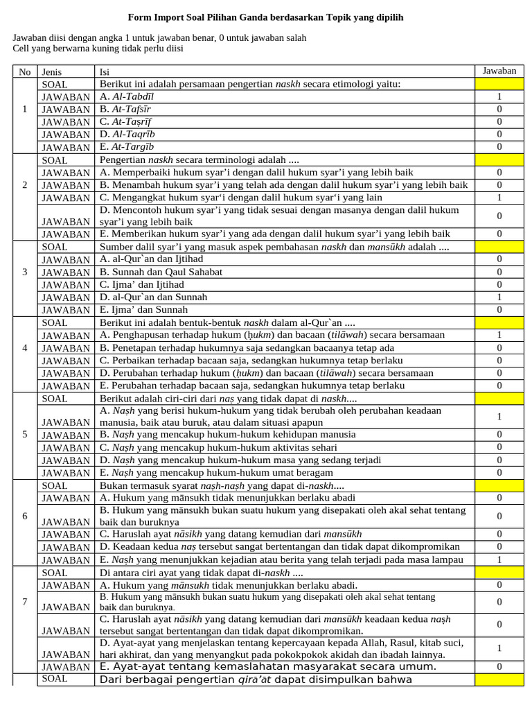 Form-Soal-Ganda Tafsir Kelas X IIA Dan X MIA | PDF