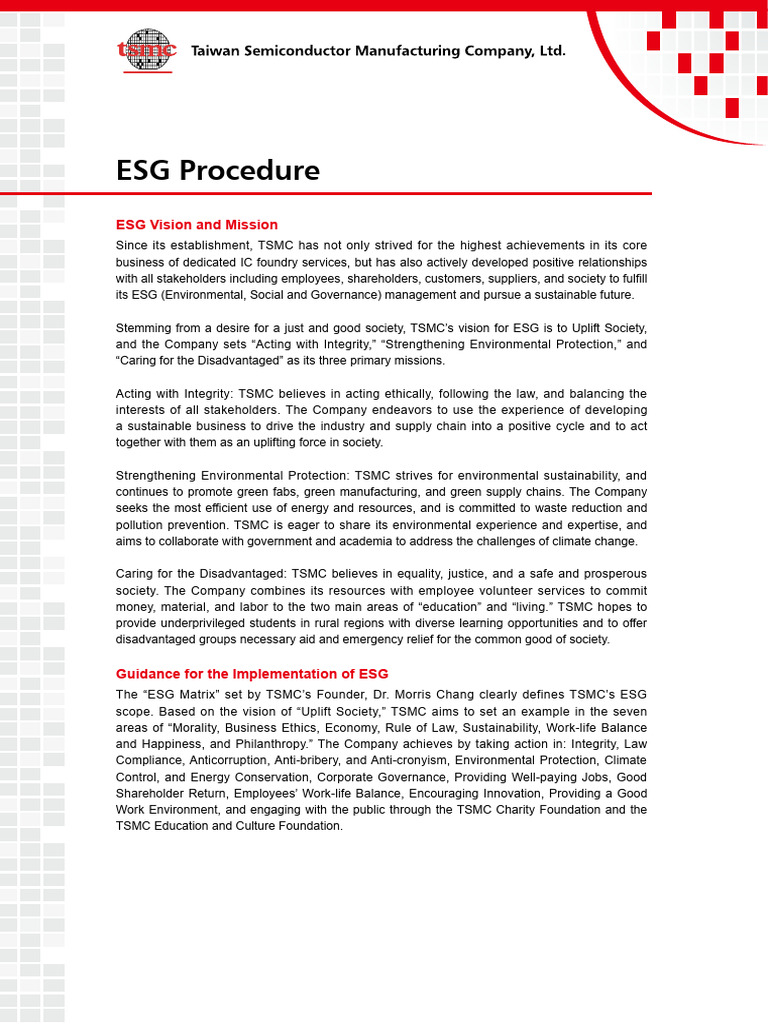 File Esg Procedure e | PDF | Sustainability | Governance